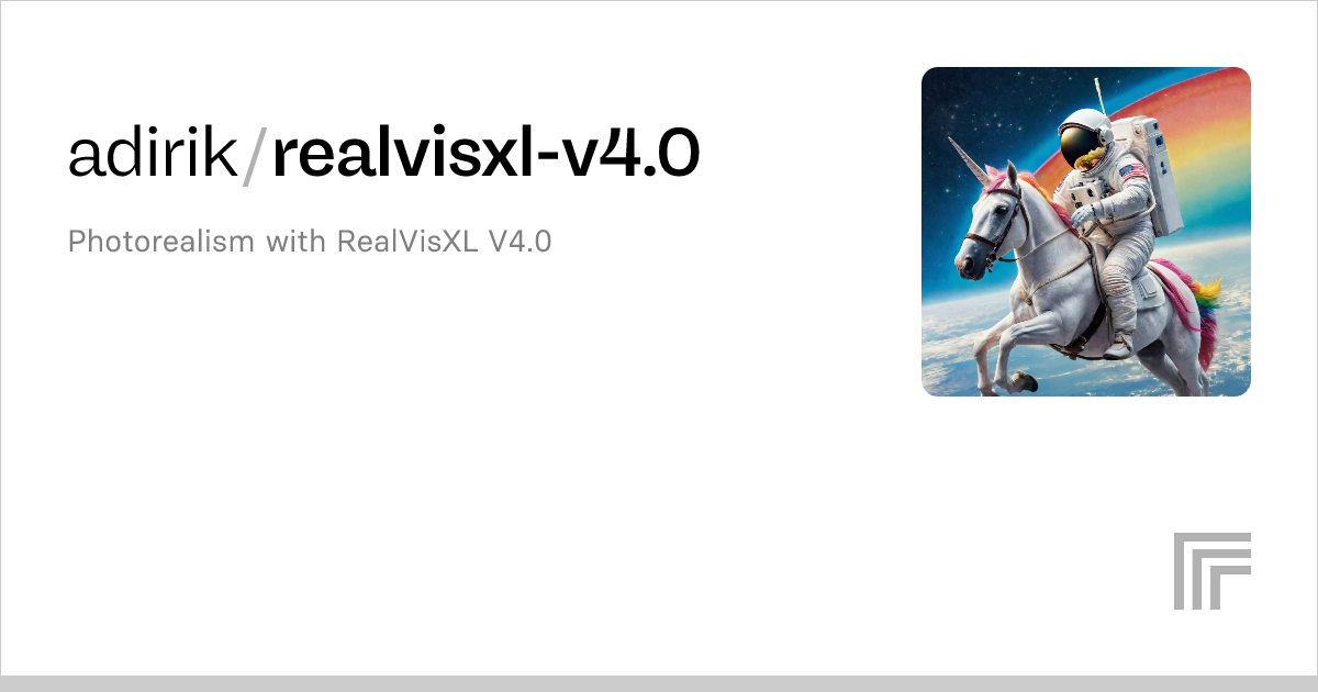 adirik/realvisxl-v4.0 | Run with an API on Replicate