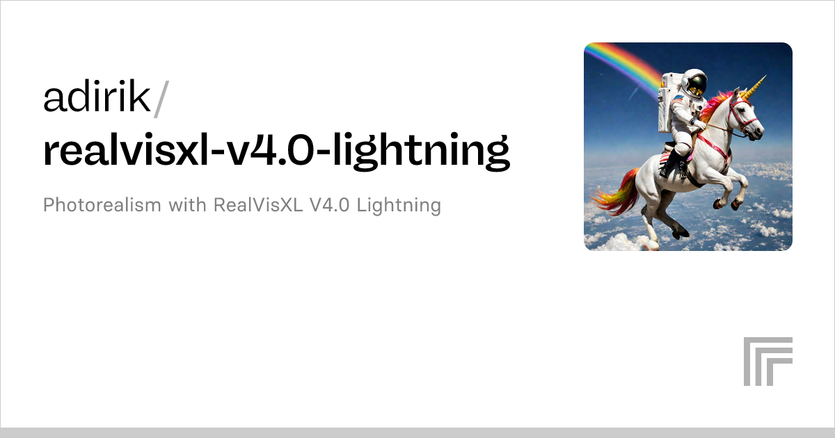 adirik/realvisxl-v4.0-lightning | Run with an API on Replicate adirik/realvisxl-v4.0-lightning | Run with an API on Replicate