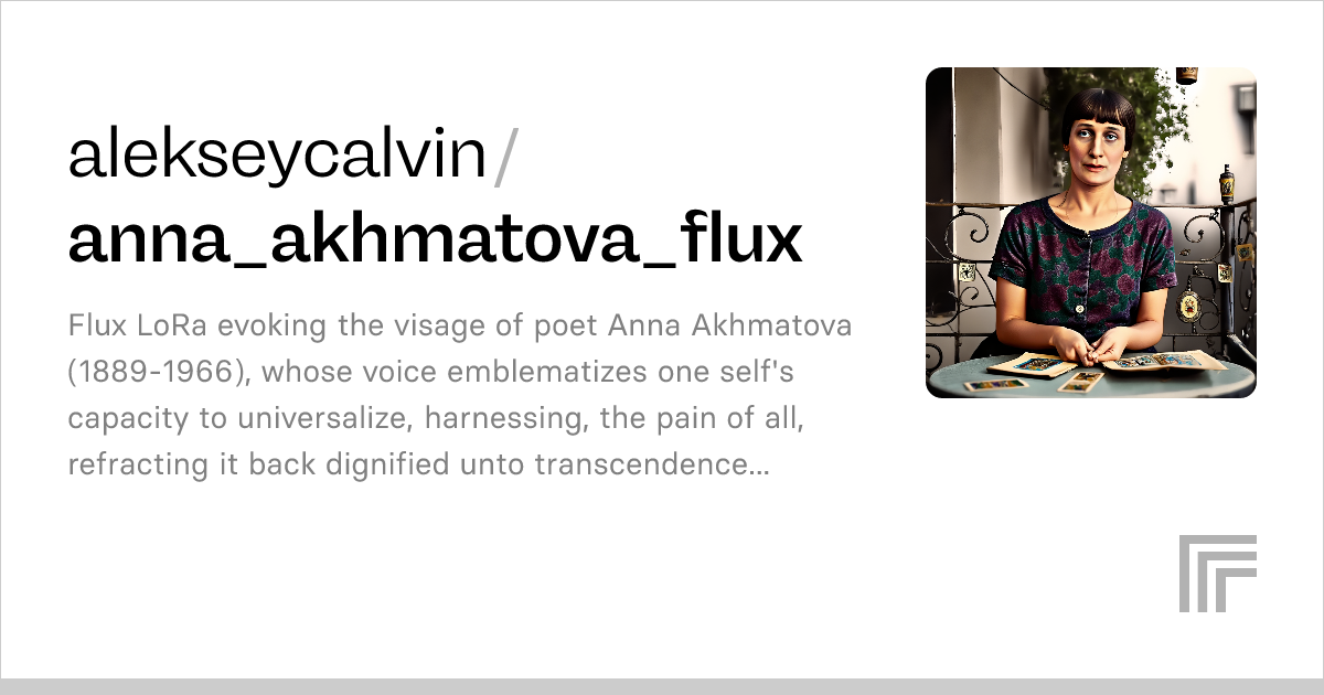 alekseycalvin/anna_akhmatova_flux | Run with an API on Replicate