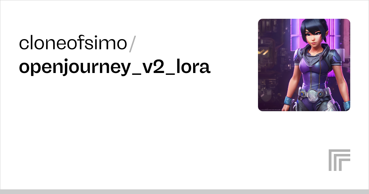 cloneofsimo/openjourney_v2_lora | Run with an API on Replicate