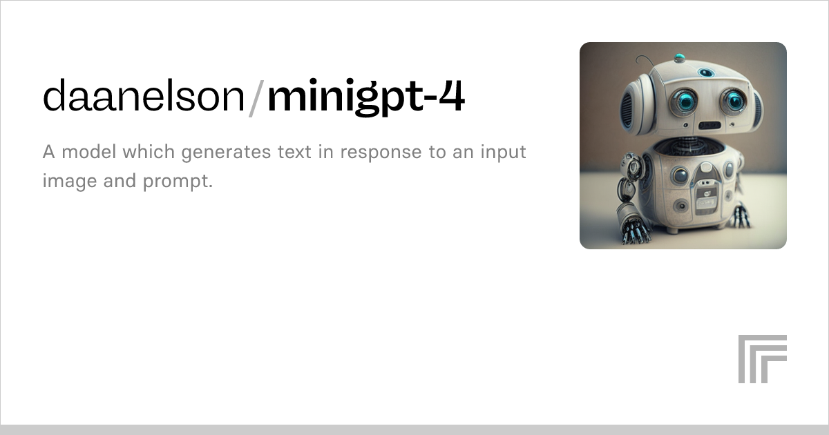 daanelson/minigpt-4 | Run with an API on Replicate