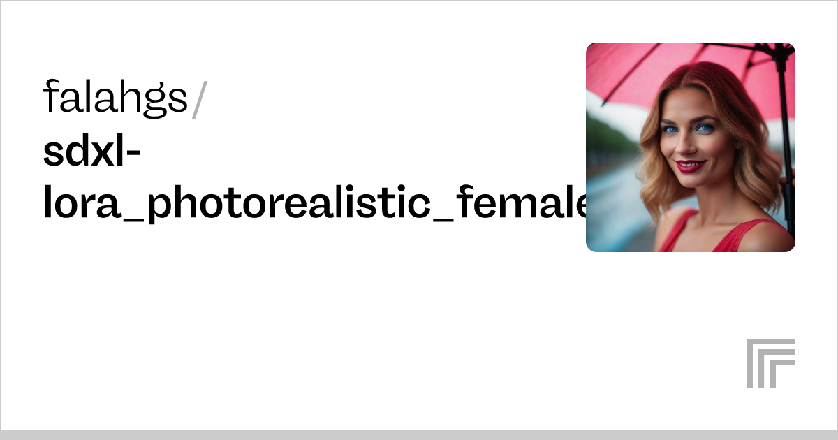 falahgs/sdxl-lora_photorealistic_female | Run with an API on Replicate