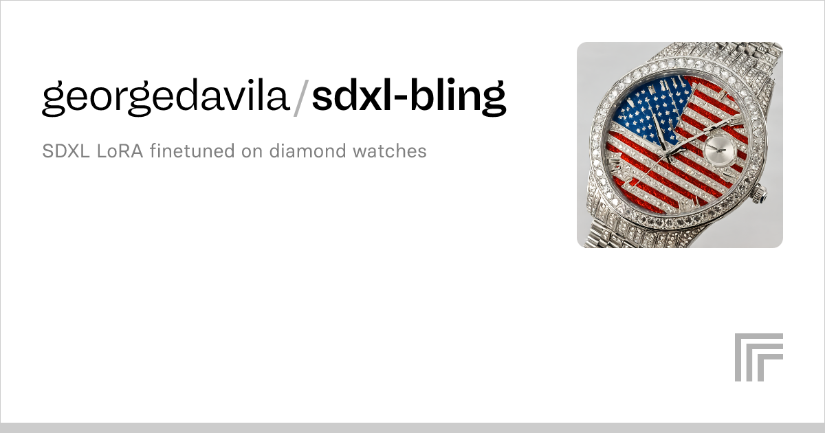 georgedavila/sdxl-bling | Run with an API on Replicate