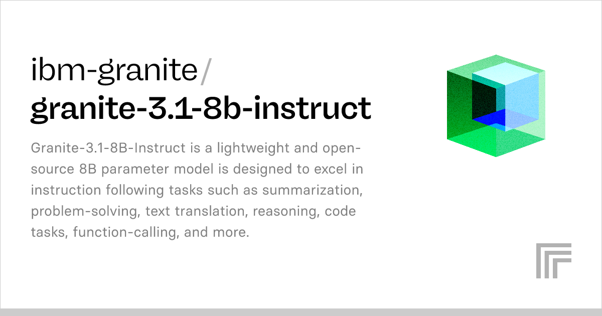 ibm-granite/granite-3.1-8b-instruct – Run with an API on Replicate ibm-granite/granite-3.1-8b-instruct – Run with an API on Replicate
