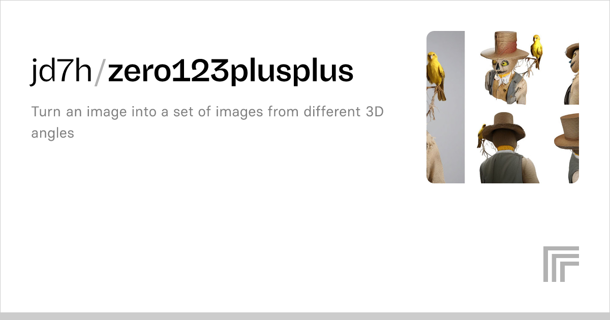 jd7h/zero123plusplus | Run with an API on Replicate
