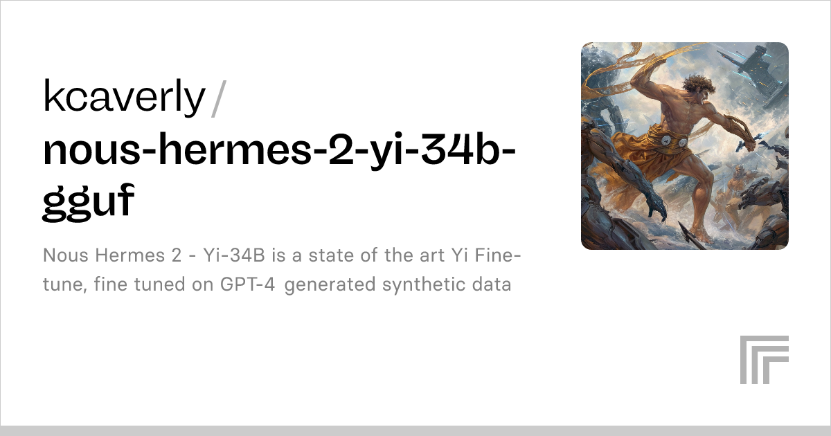 kcaverly/nous-hermes-2-yi-34b-gguf | Run with an API on Replicate kcaverly/nous-hermes-2-yi-34b-gguf | Run with an API on Replicate