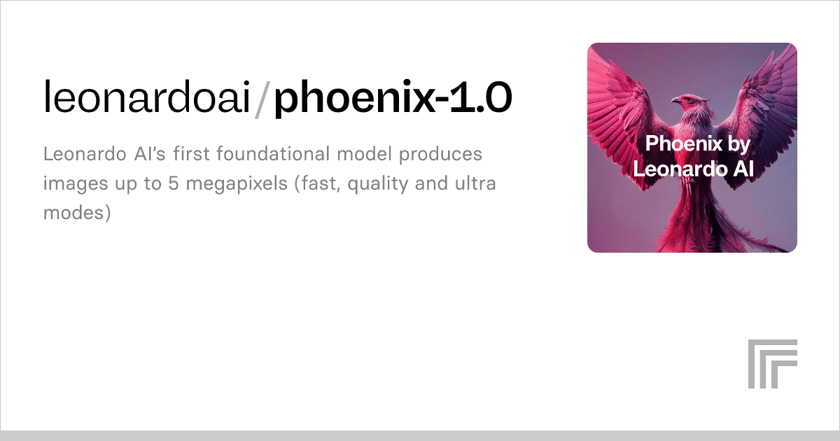 leonardoai/phoenix-1.0 | Run with an API on Replicate