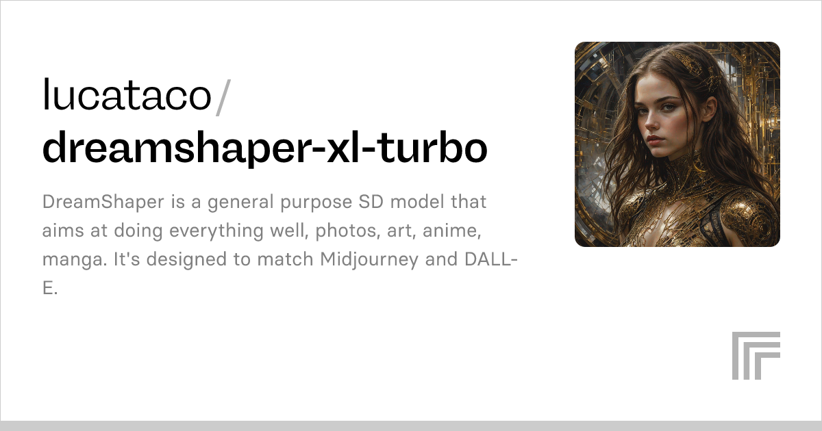 lucataco/dreamshaper-xl-turbo – Run with an API on Replicate lucataco/dreamshaper-xl-turbo – Run with an API on Replicate