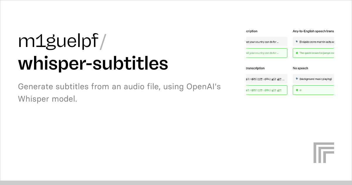 m1guelpf/whisper-subtitles | Run with an API on Replicate