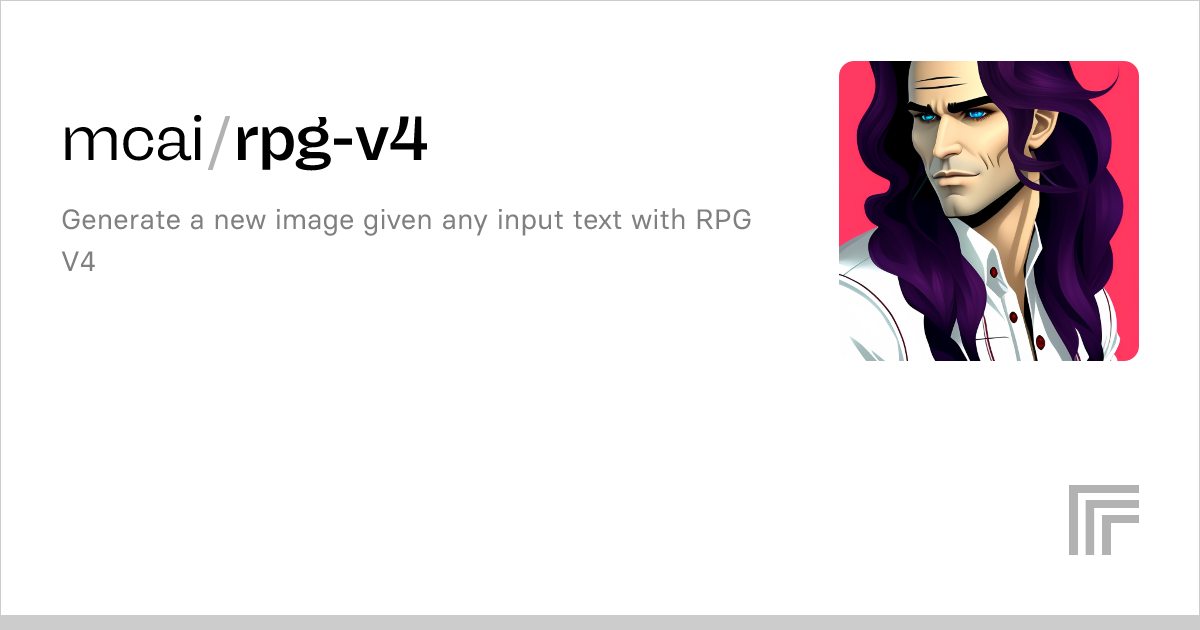 Examples – mcai/rpg-v4 | Replicate