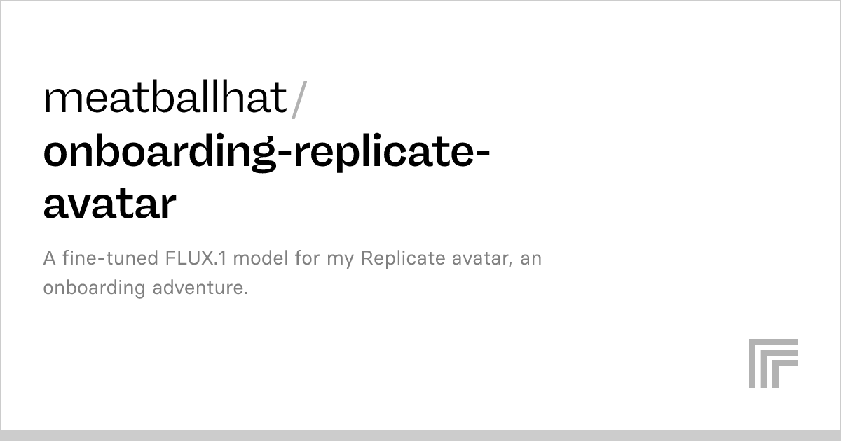 Meatballhatonboarding Replicate Avatar Run With An Api On Replicate