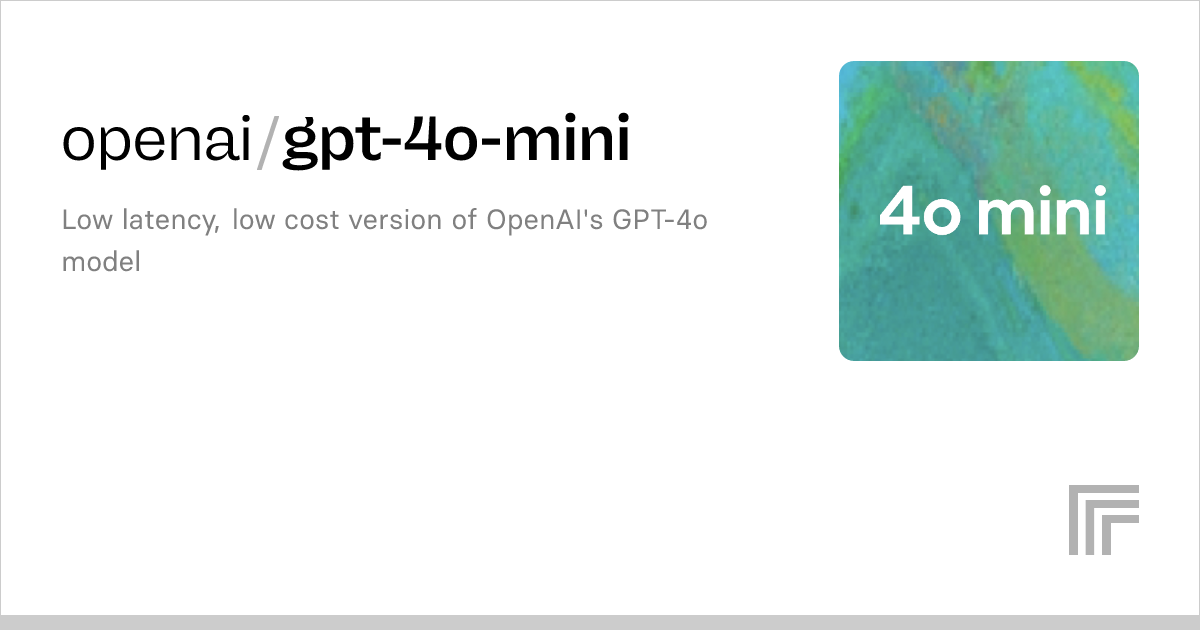 OpenAI GPT4o Mini | Replicate